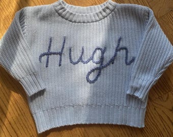 Pink Hand Embroidered Name Sweaters - Etsy