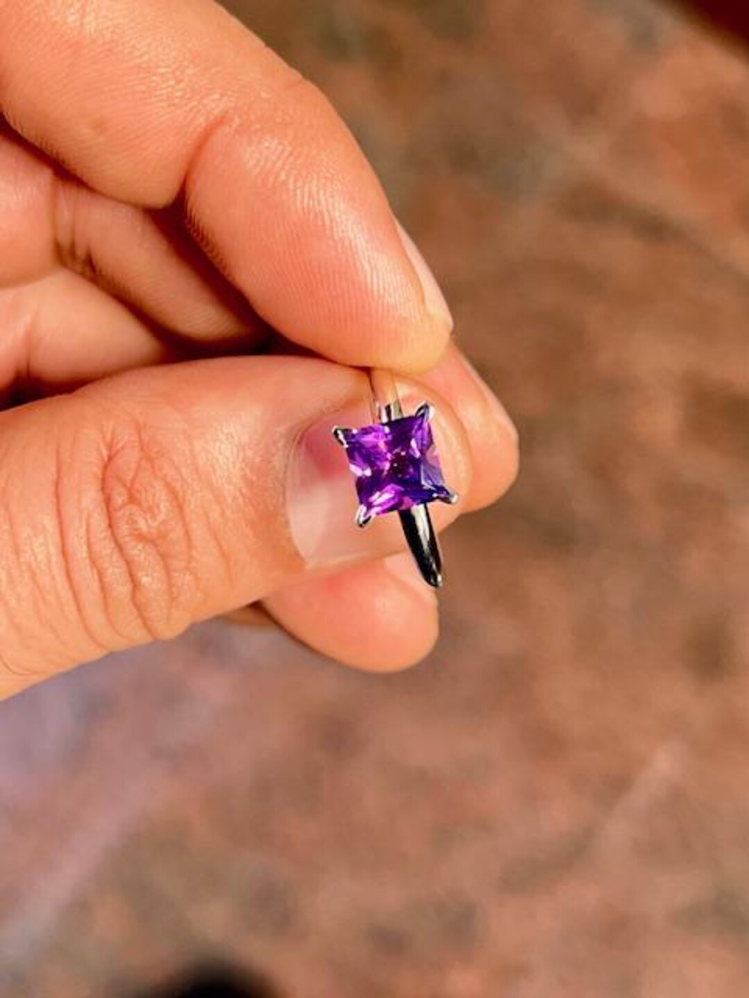 1.40 Ct Princess Cut Amethyst Solitaire Ring | 7mm AAA Amethyst V-prong ...