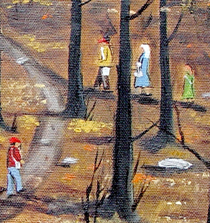 Americana Primitive Fall Folk Art Print Old School Children | Etsy