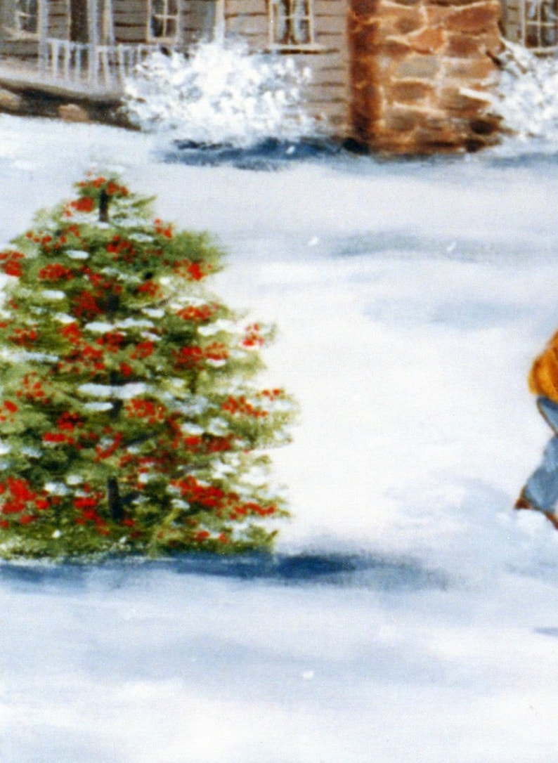 Winter Country Snow Primitive Folk Art Scene Prints 1930s | Etsy