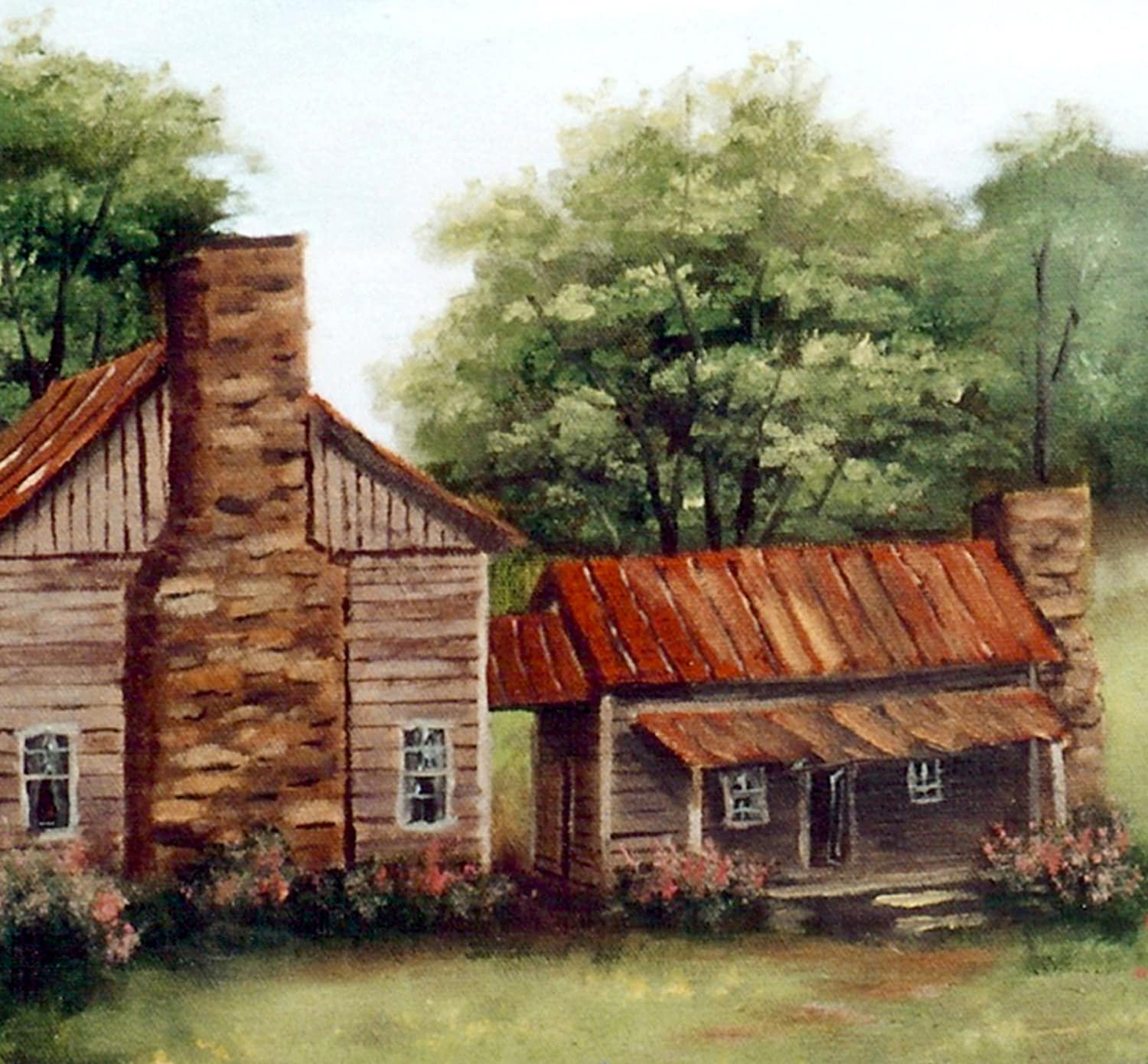 Folk Art Painting Primitive Art Prints Roses Birdbath Flower | Etsy