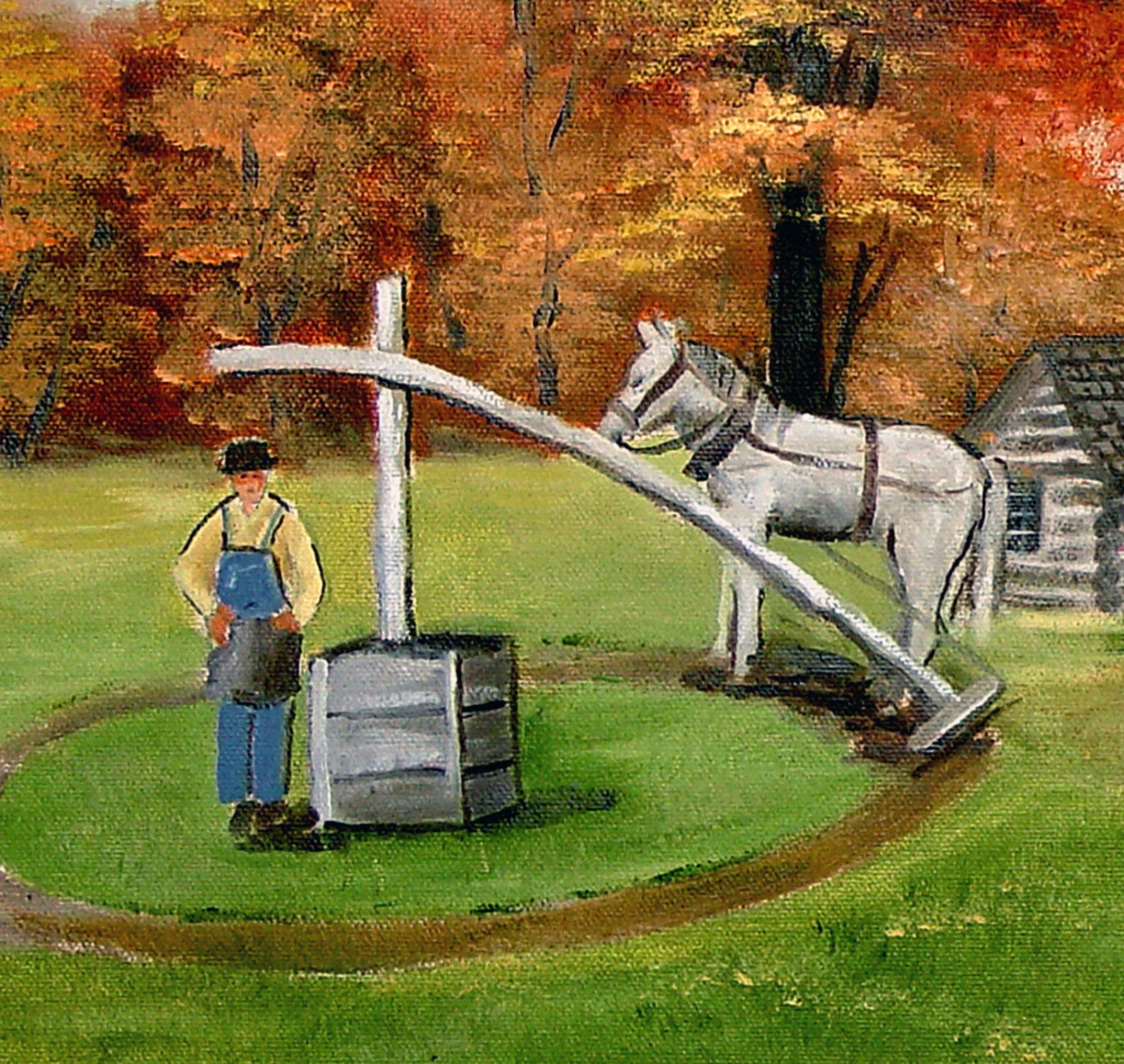 Autumn Folk Art Pottery Print Primitive Painting Catawba - Etsy