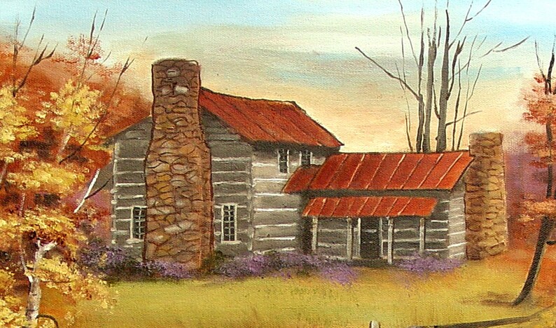 Americana Primitive Folk Art Pottery Prints Autumn Scenes - Etsy