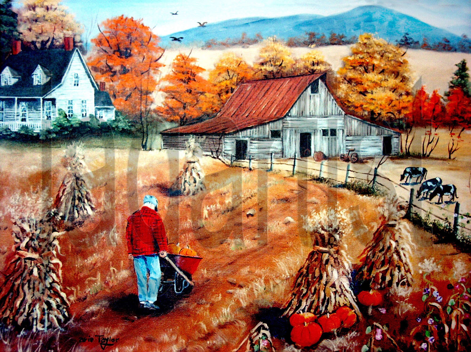 Primitive Harvest Folk Art Prints