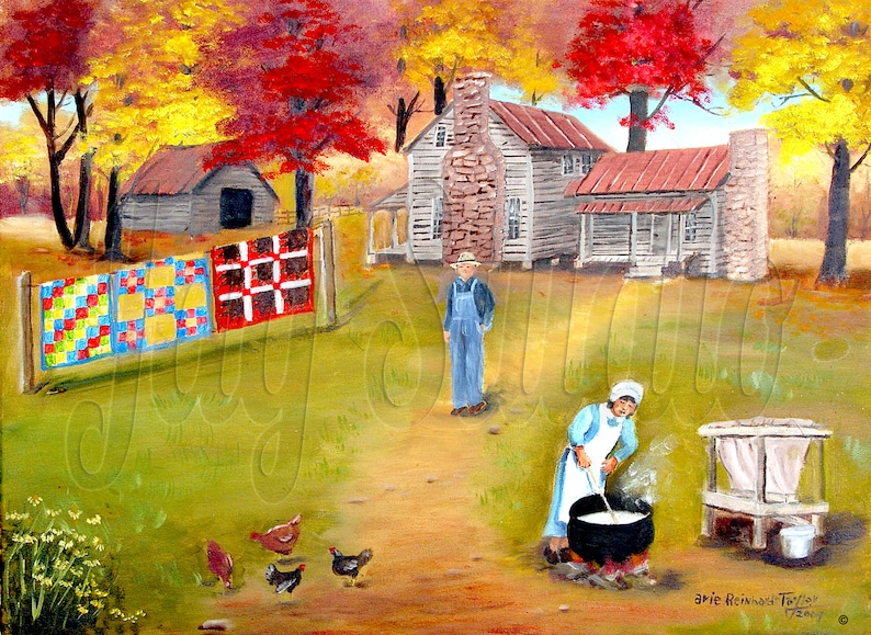 Southern Folk Art Print Making Lye Soap Quilts Farm House - Etsy