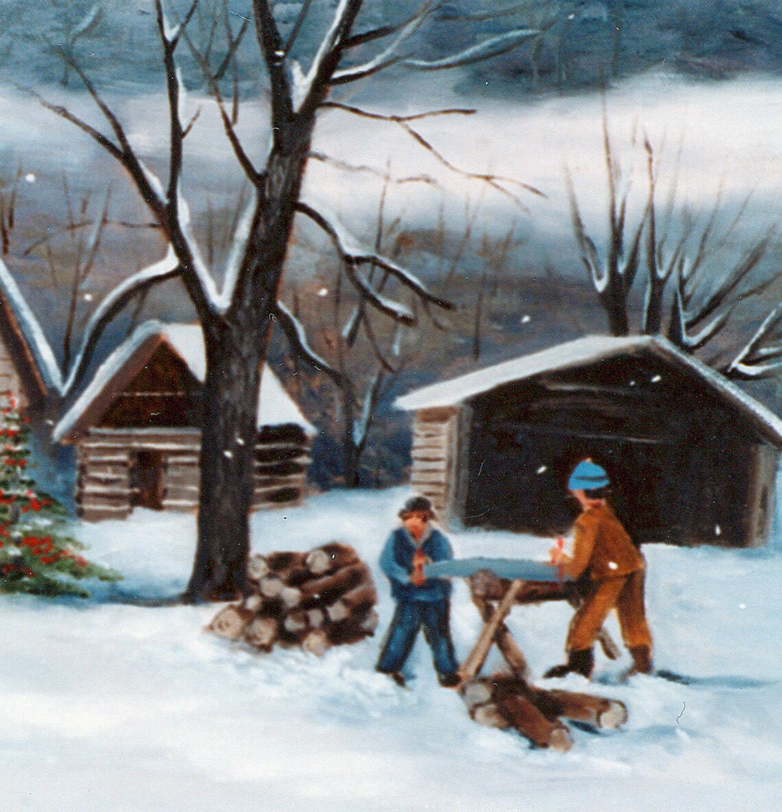 Winter Country Snow Primitive Folk Art Scene Prints 1930s | Etsy