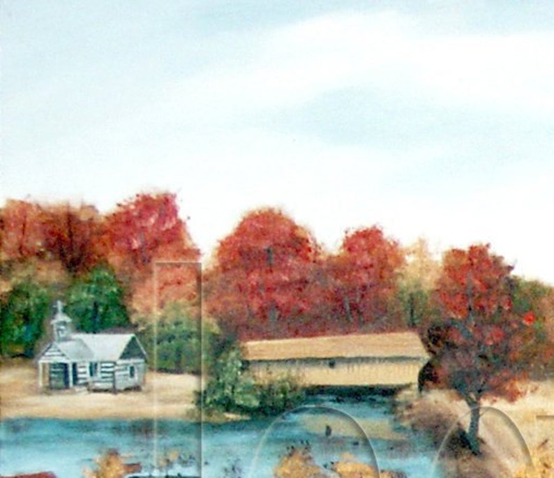 Fall Folk Art Original Print Hart Square Autumn North Carolina | Etsy