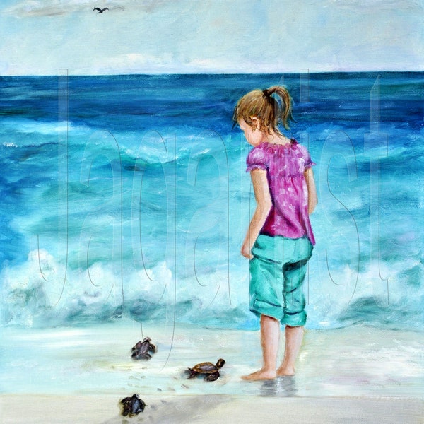 Three Beach Kids Art - Etsy