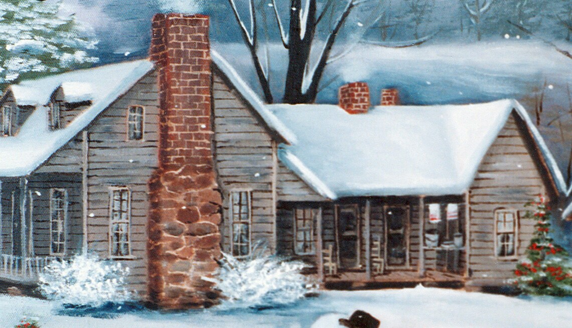 Winter Country Snow Primitive Folk Art Scene Prints 1930s | Etsy