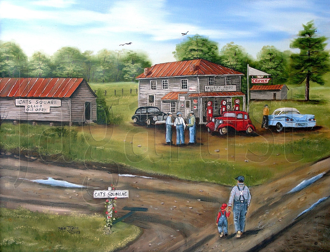 Americana Folk Art Print: 1930s Country Store Scene, North Carolina - Etsy