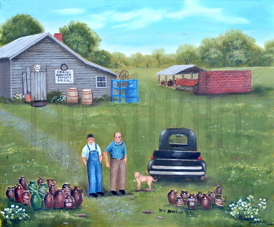 Americana Folk Art Print: Burlon Craigs Pottery, Old Truck Landscape - Etsy