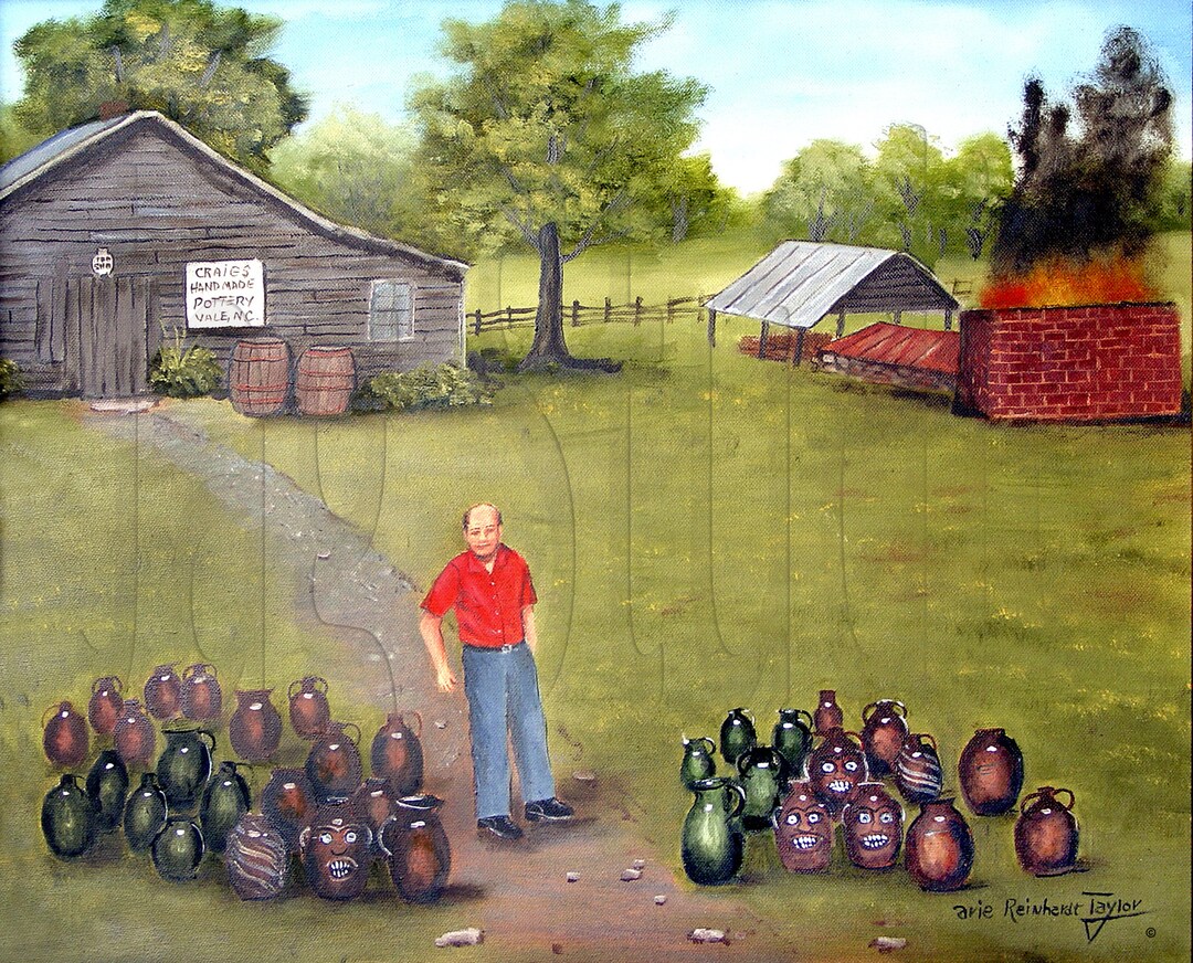 Folk Art Prints, Pottery Kiln North Carolina, Primitive Art Print ...