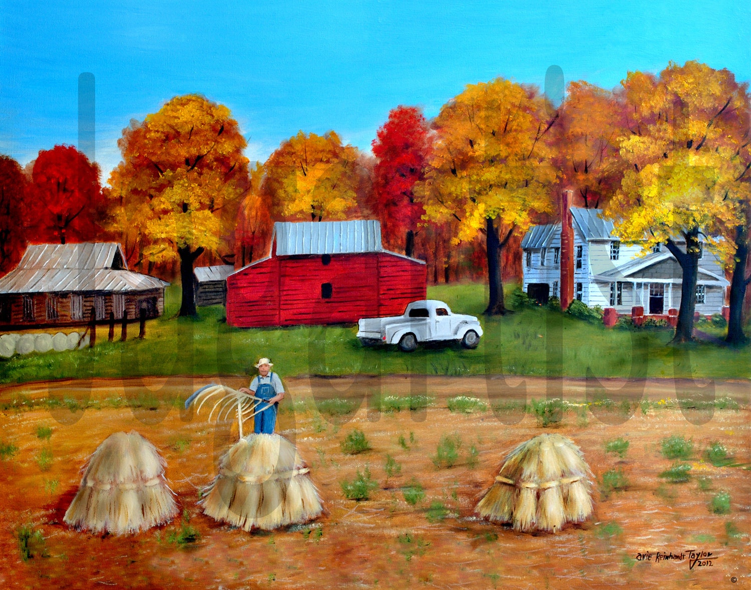 Primitive Harvest Folk Art Prints