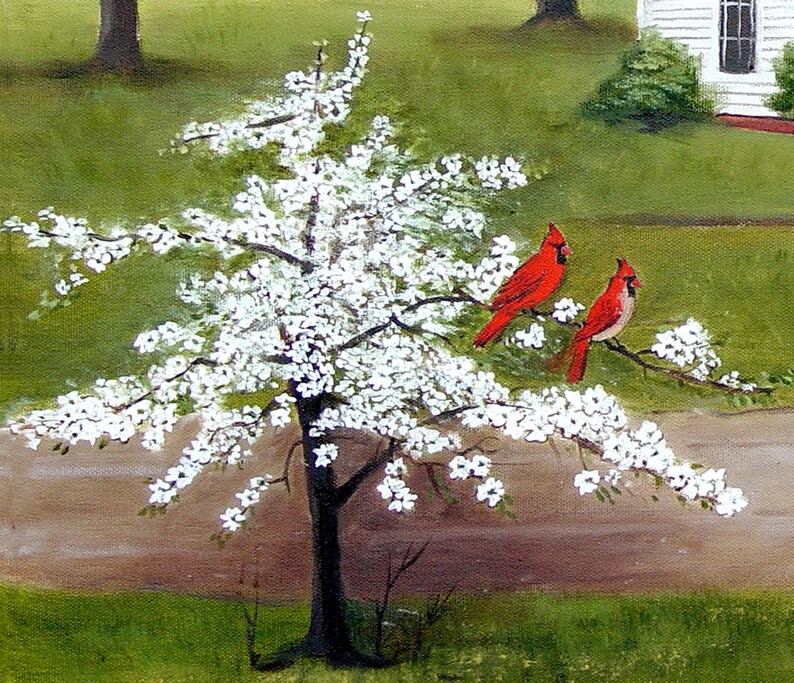 Folk Art Print of Startown St. Paul's Cardinal and Country | Etsy