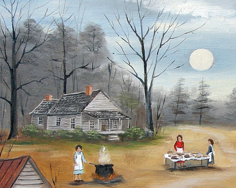 American Folk Art Prints Corn Shucking Country Folk Art | Etsy