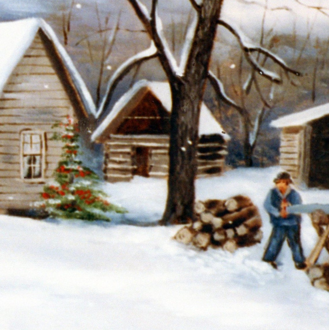 Winter Country Snow Primitive Folk Art Scene Prints 1930s | Etsy