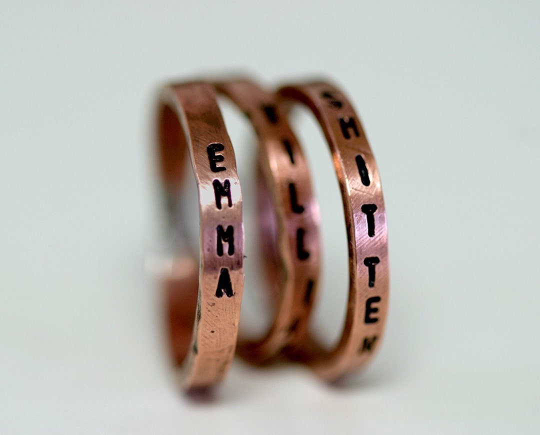 Child's Name Copper Rings Personalized - Set of 3 (E0177) - Etsy