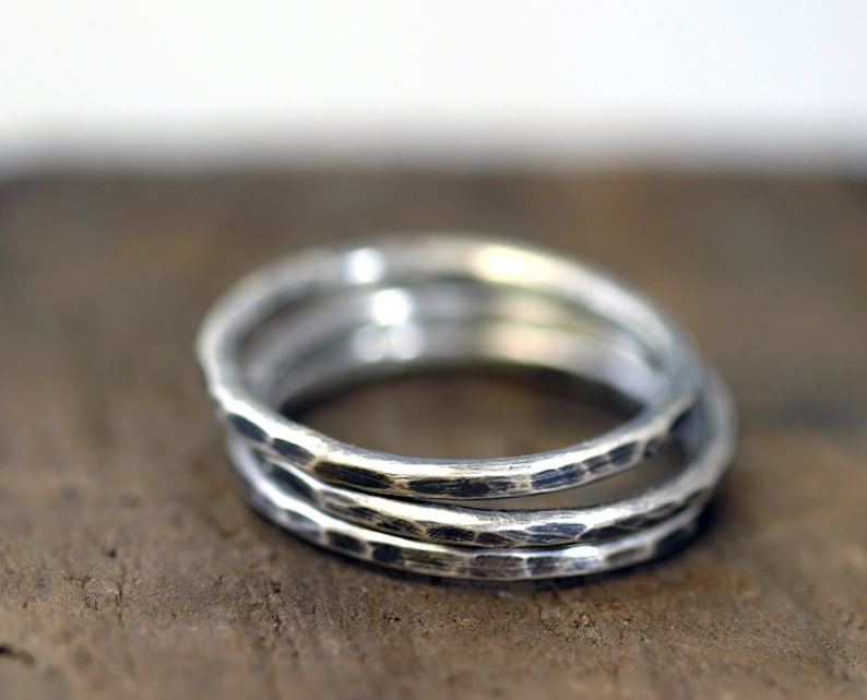 Hammered Stacking Rings E0197 - Etsy