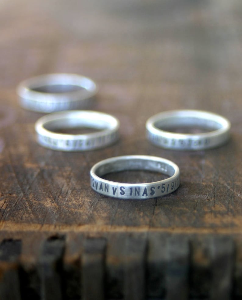 Custom Stamped Sterling Silver Band Ring (E0190) - Etsy