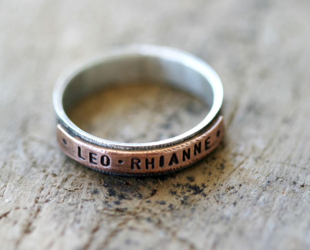 Copper and Sterling Silver Personalized Mixed Metal Ring (E0180) - Etsy