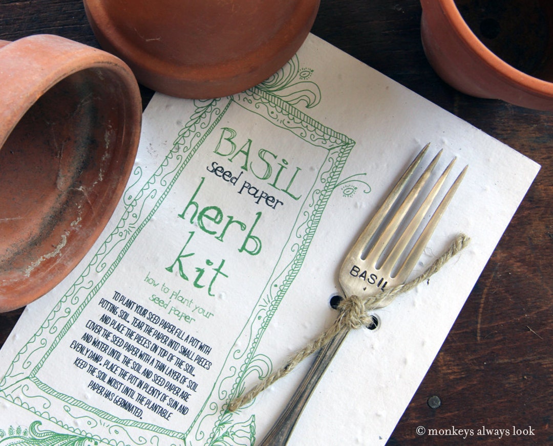 Basil Herb Kit Plantable Seed Paper Garden Marker (E0295) - Etsy