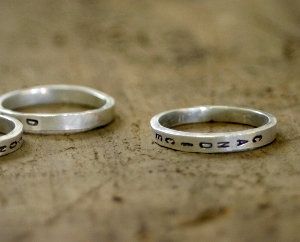 Personalized Sterling Silver Stamped Stacking Ring E0243 - Etsy