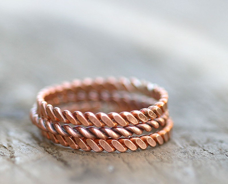 Twisted Copper Stacking Rings E0266 - Etsy