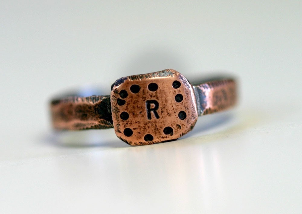 Personalized Custom Initial Band Ring Copper E0231 - Etsy