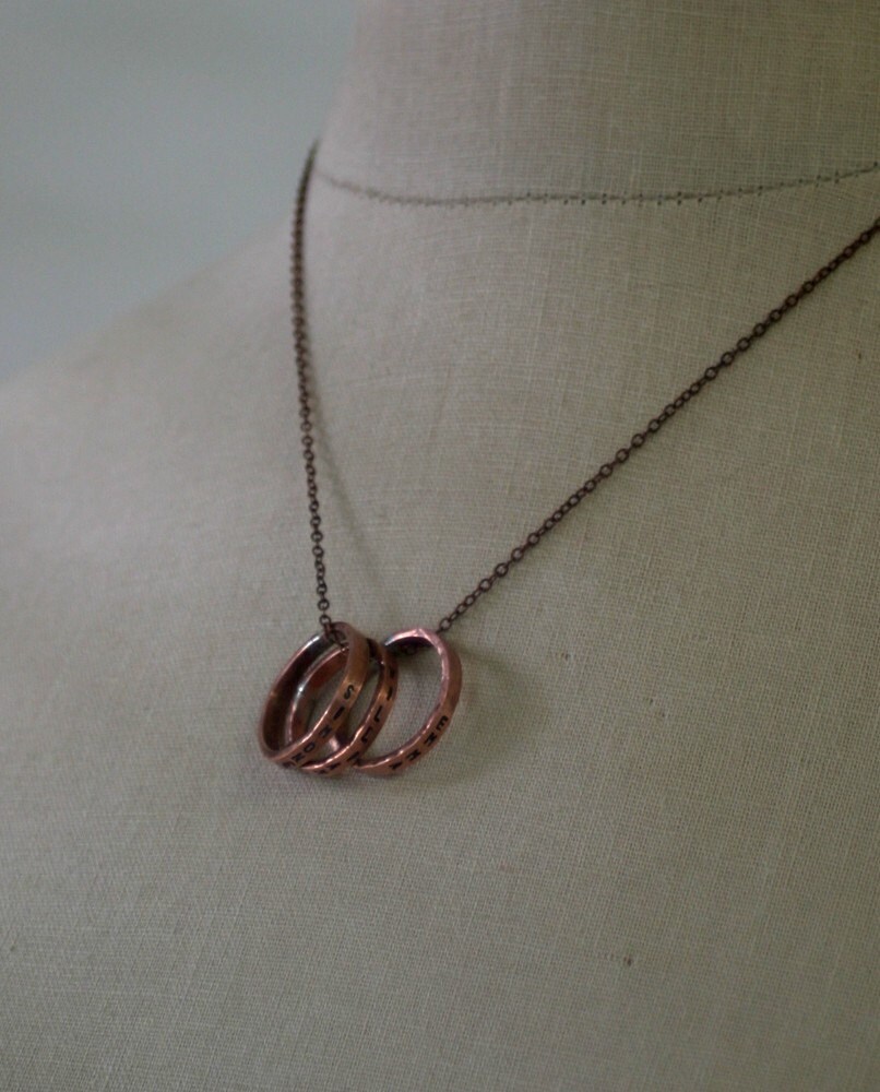 Stamped Inscription Ring Copper E0258 | Etsy