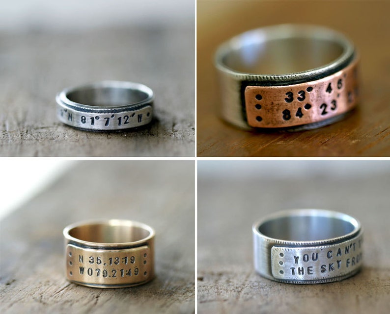 Latitude Longitude Copper Band Ring (E0207) - Etsy