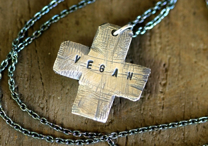Swiss Cross Necklace Sterling Silver Modern Vegan (E0303) - Etsy