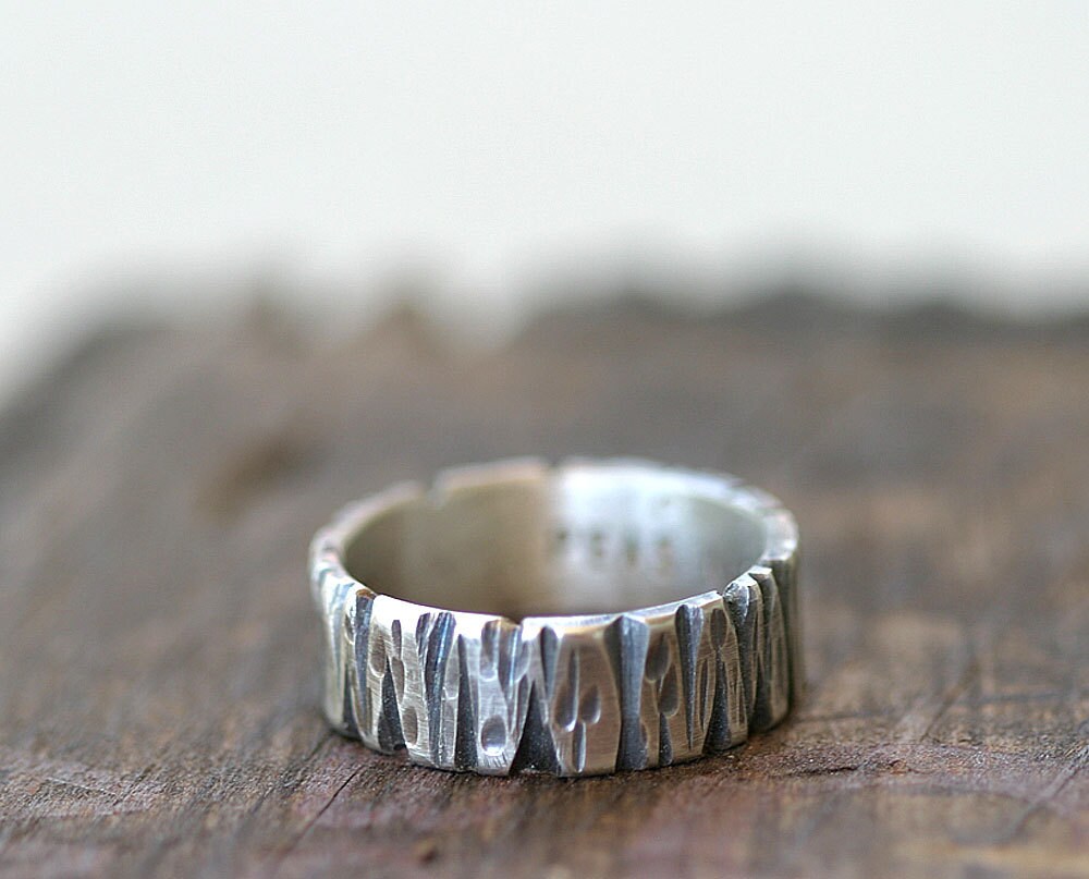 Custom Personalized Band Ring Tree Bark Redwood Tree E0186 - Etsy