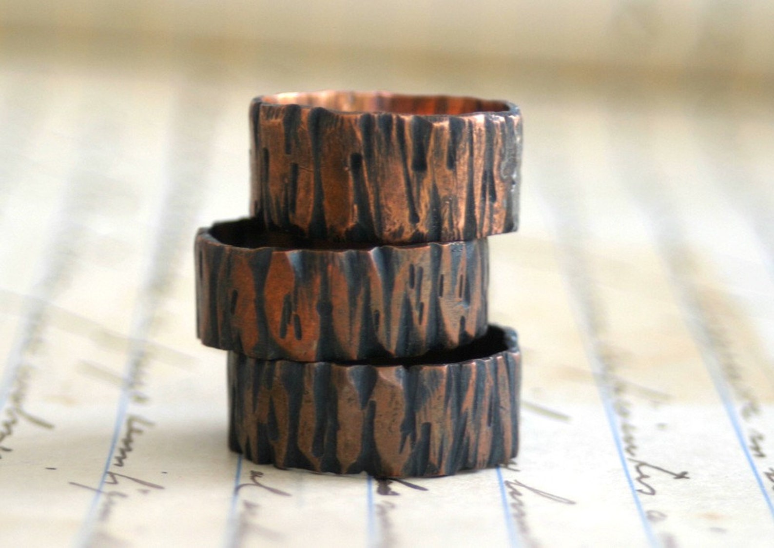 Sterling Silver Tree Bark Band Ring E0261 | Etsy