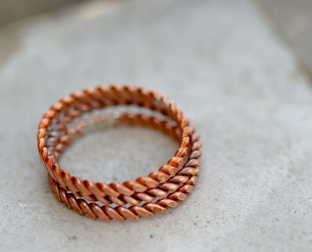 Twisted Copper Stacking Rings E0266 - Etsy
