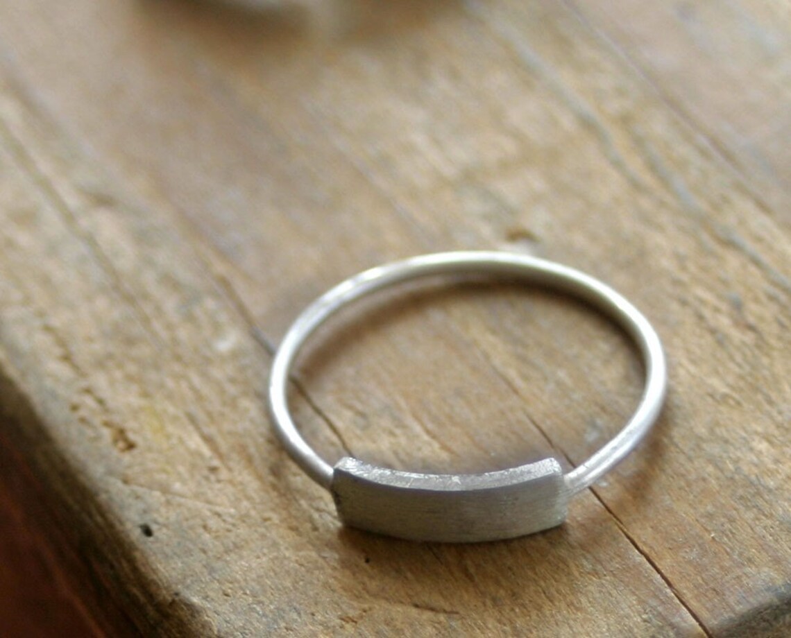 Modern Silver Rectangle Ring (E0221) - Etsy