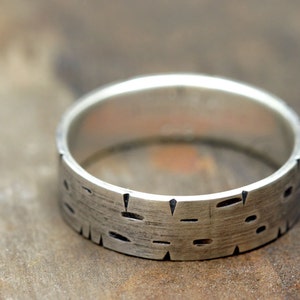 Birch Tree Bark Silver Band Ring (E0174) - Etsy