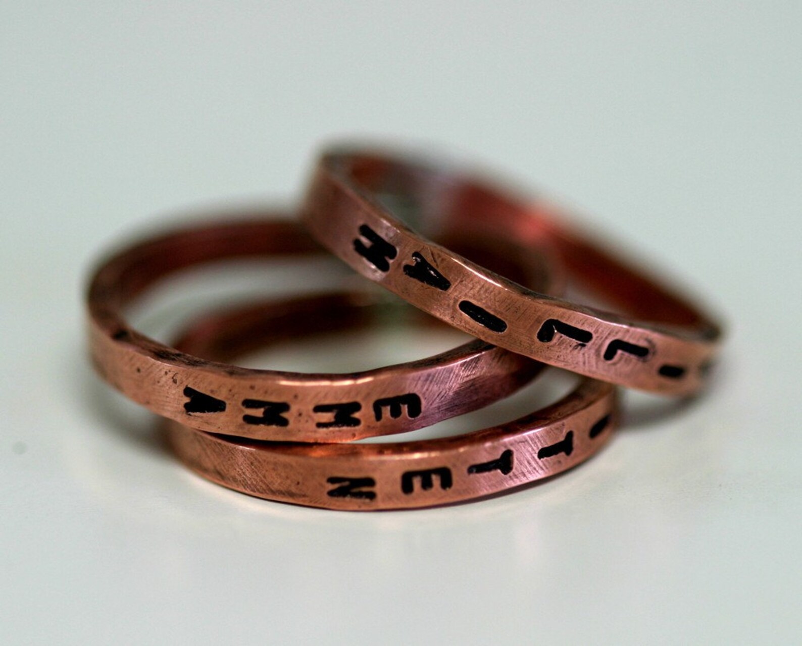 Stamped Inscription Ring Copper E0258 - Etsy