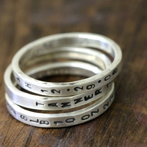 Personalized Sterling Silver Stamped Stacking Ring (E0243) - Etsy