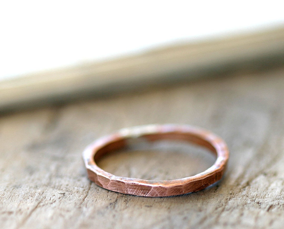 Simple Hammered Copper Ring Organic Shaped Stackable Ring (E0255) - Etsy