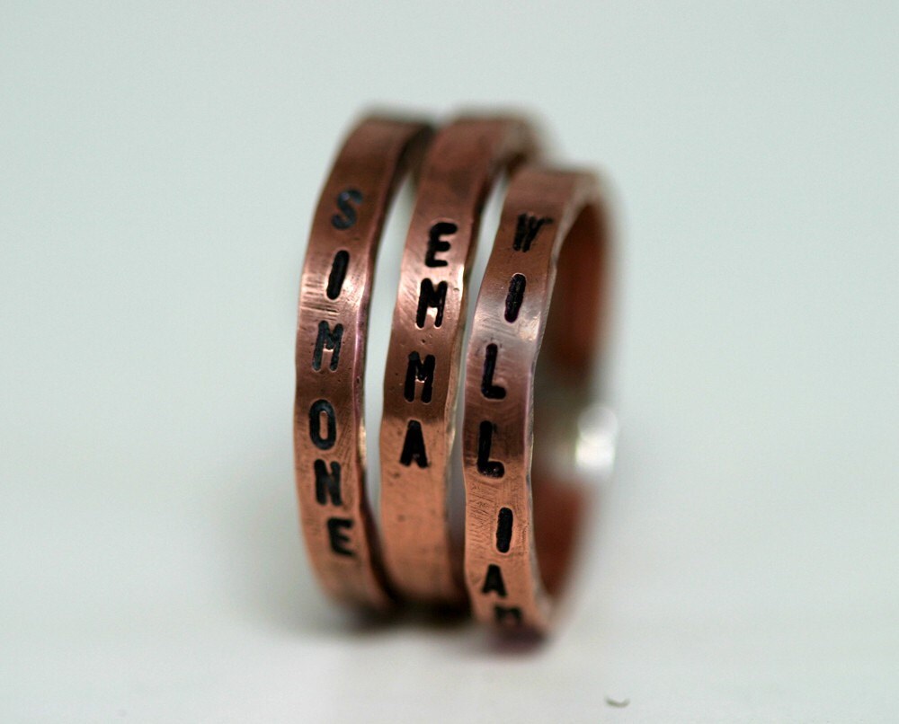 Stamped Inscription Ring Copper E0258 - Etsy