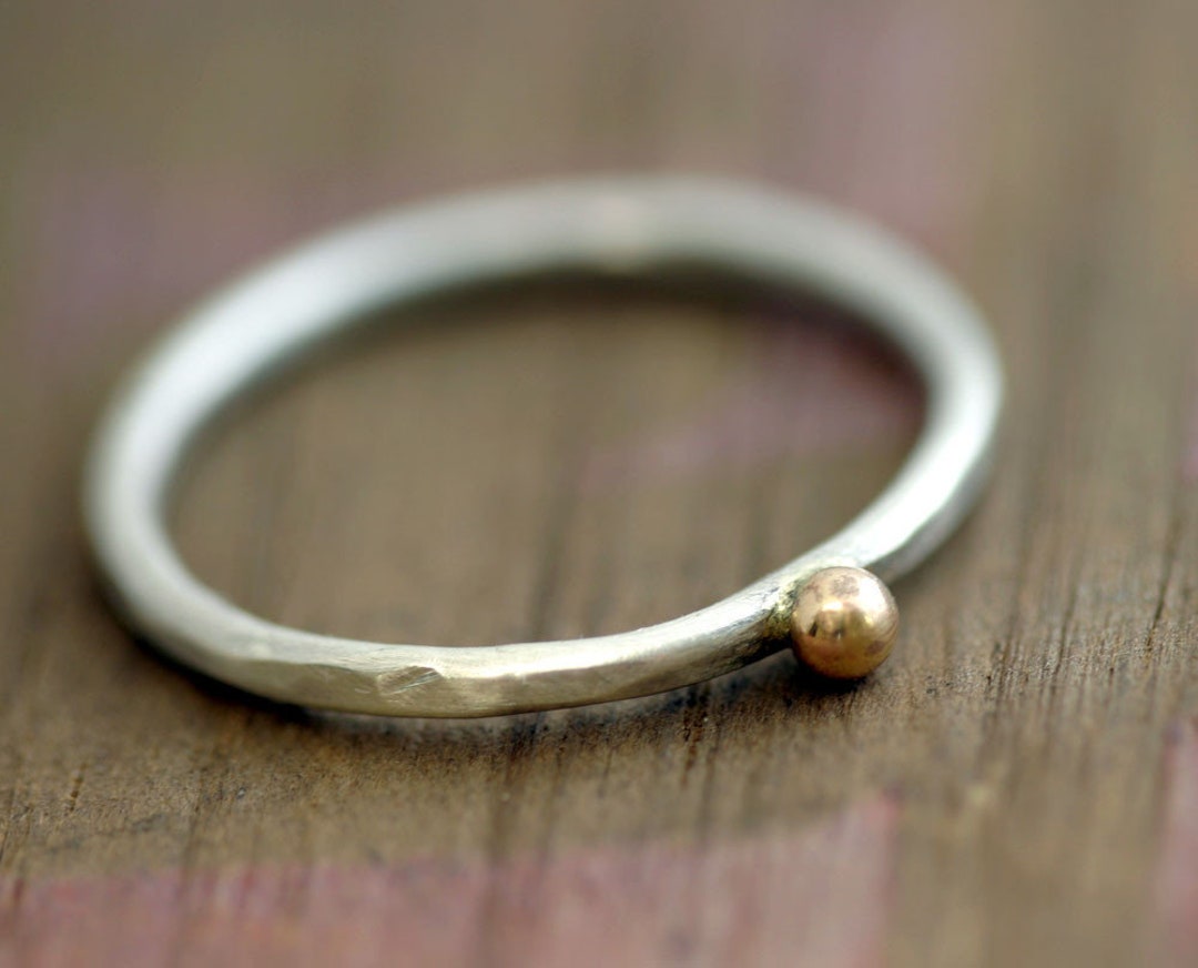 14k Gold and Silver Pebble Ring (E0283) - Etsy