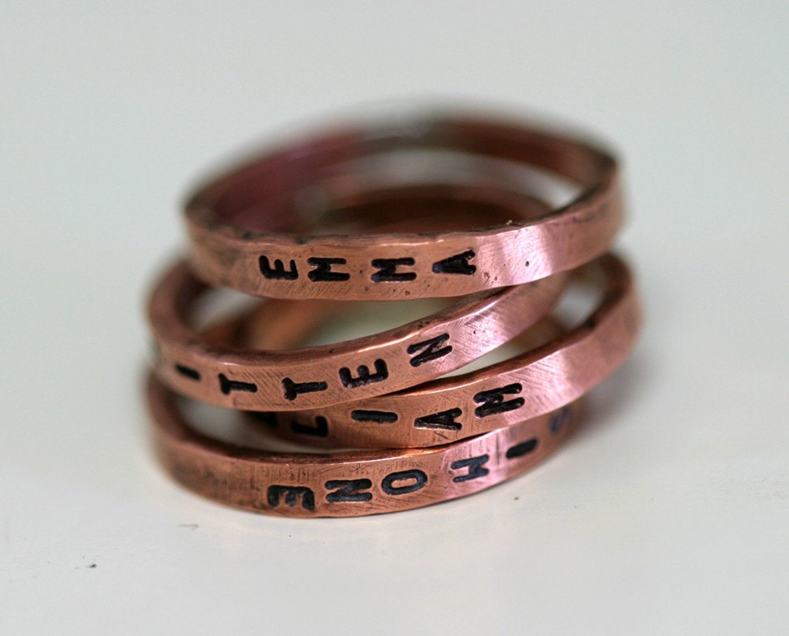 Stamped Inscription Ring Copper E0258 - Etsy