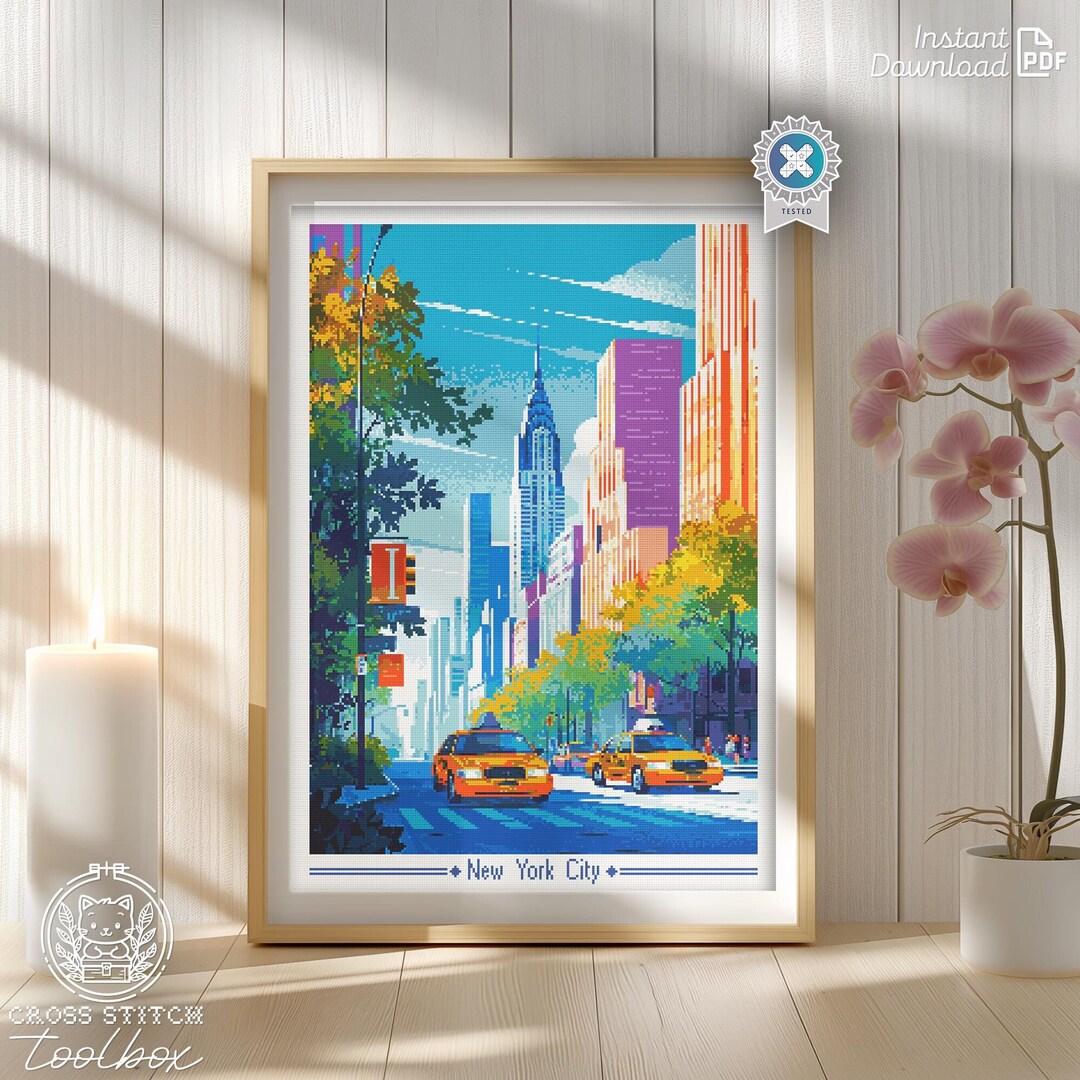 New York Chrysler Building Counted Cross Stitch PDF Pattern Vintage ...