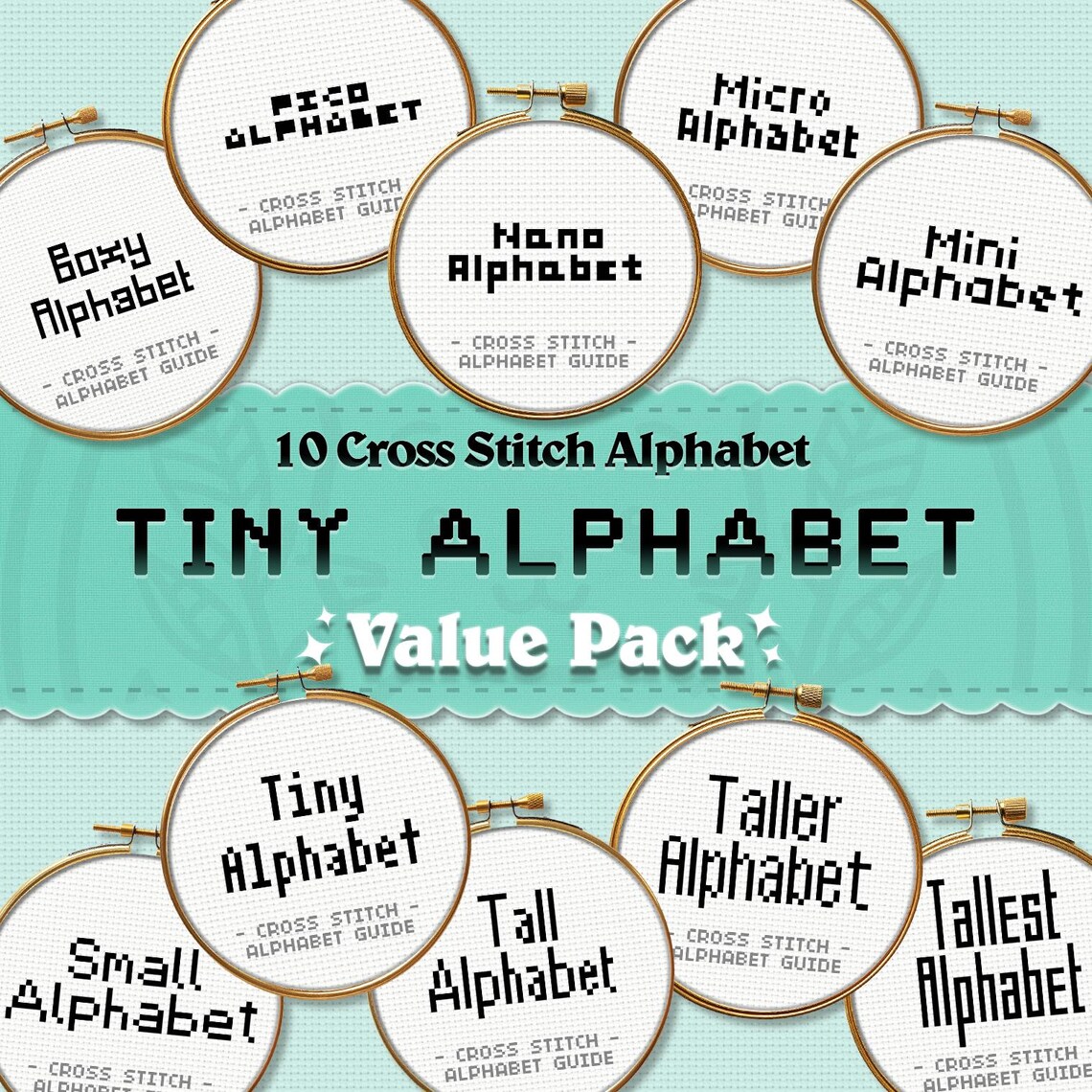 10 Counted Cross Stitch PDF Pattern "tiny Alphabet Alphabet Value Pack ...