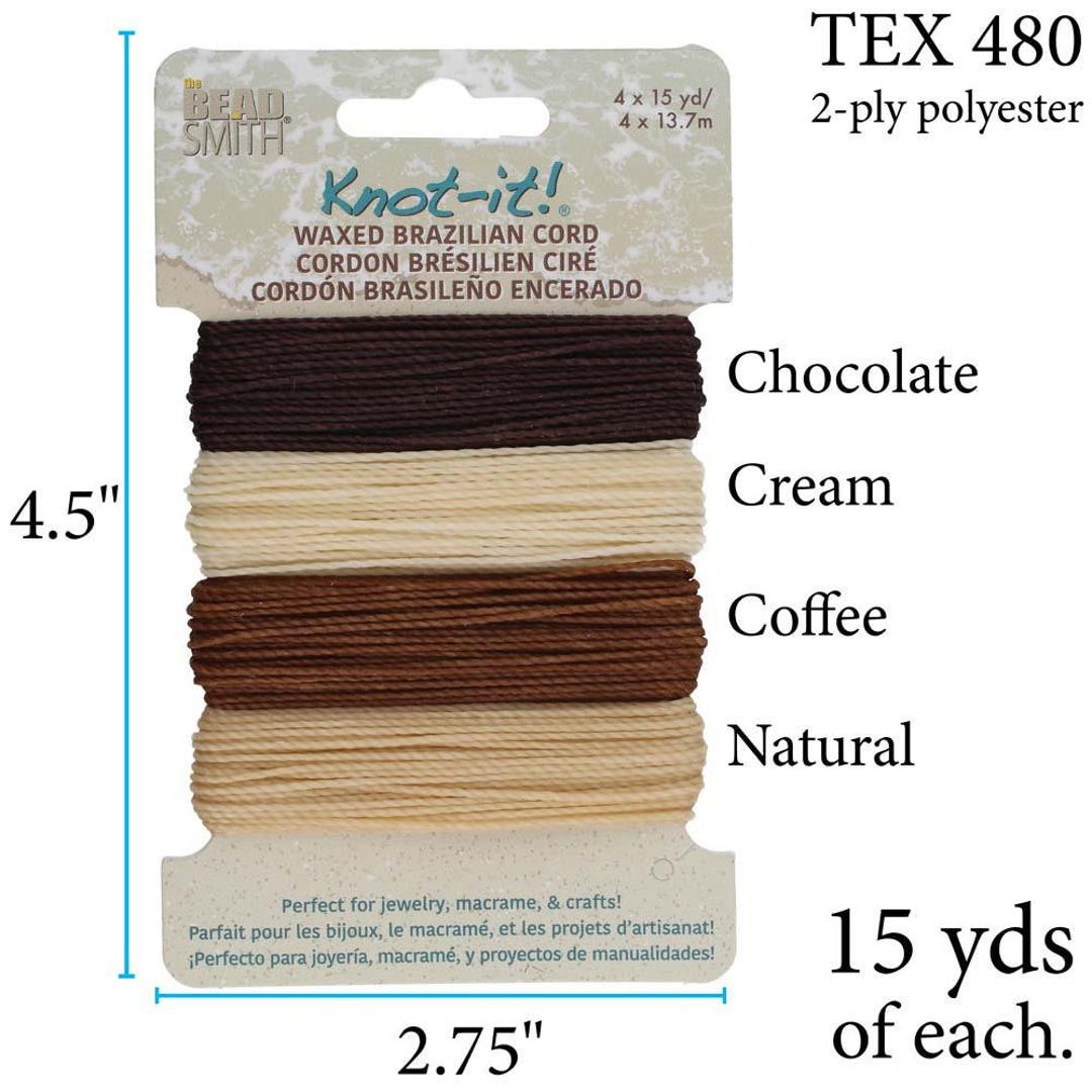 Knot-It 1mm Waxed Cord Java Vibes 43860 (60 yards), Neutrals 2-Ply ...