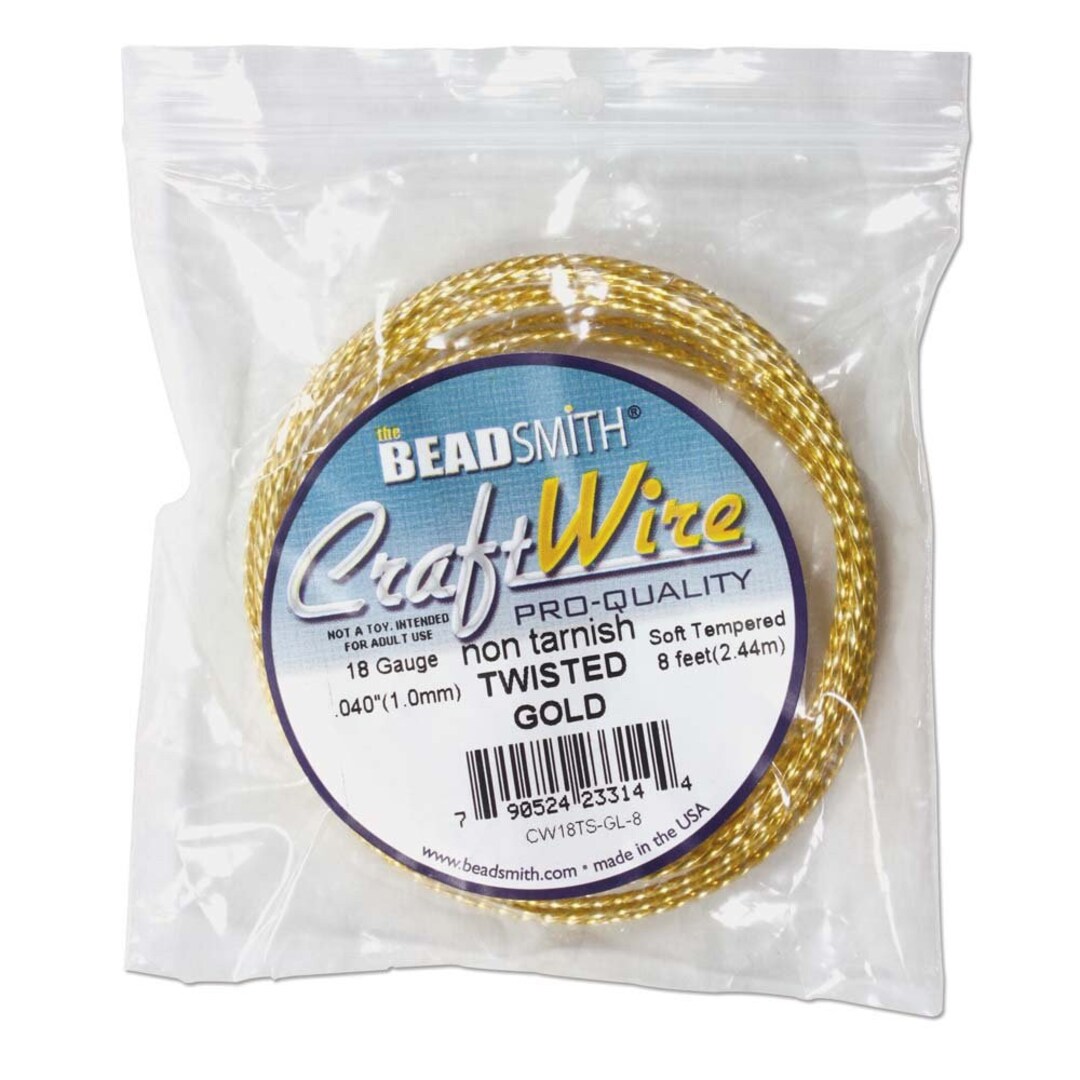 Twisted Square 18 Gauge Gold Color Wire 8ft 41965 , Beadsmith Gold Wire ...