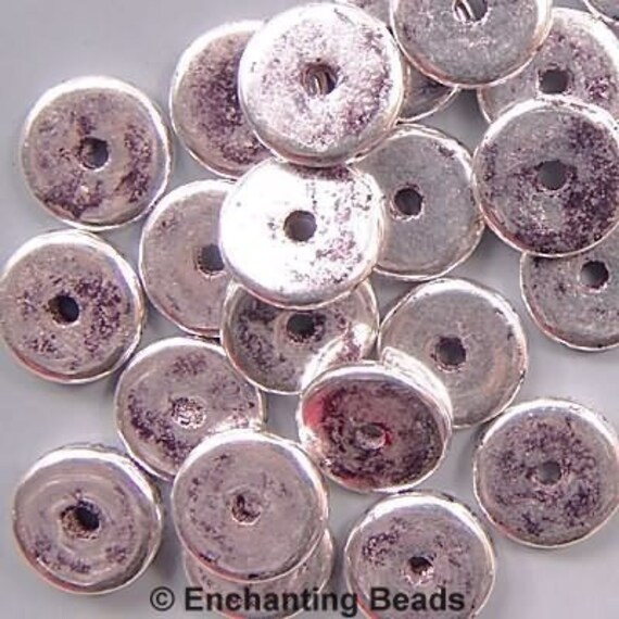 Greek Ceramic 13mm Disk Beads Silver Plated Beads 16077 Disc | Etsy