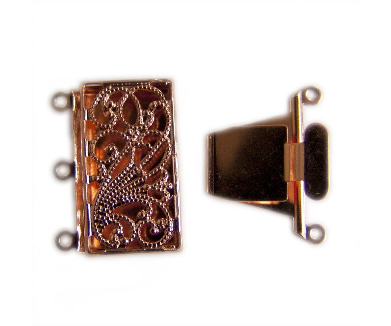 Filigree 3 Strand Push Pull Box Clasp Copper-plated 43525 4 - Etsy