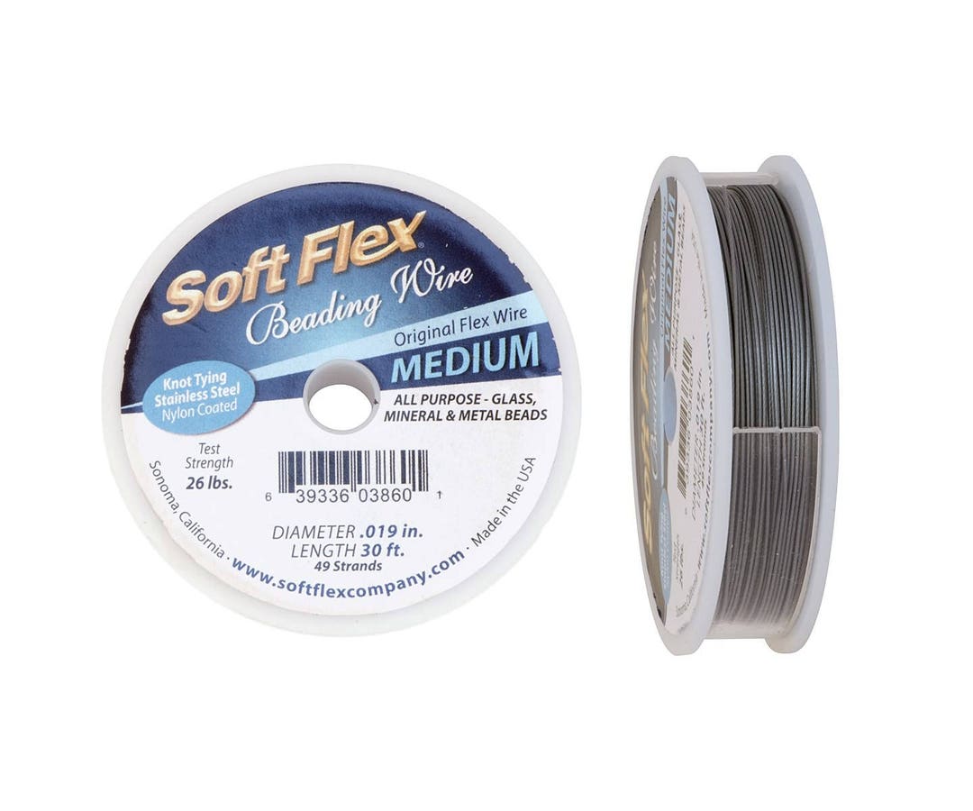 Soft Flex Beading Wire .019in 30ft Satin Silver Medium Softflex Wire ...