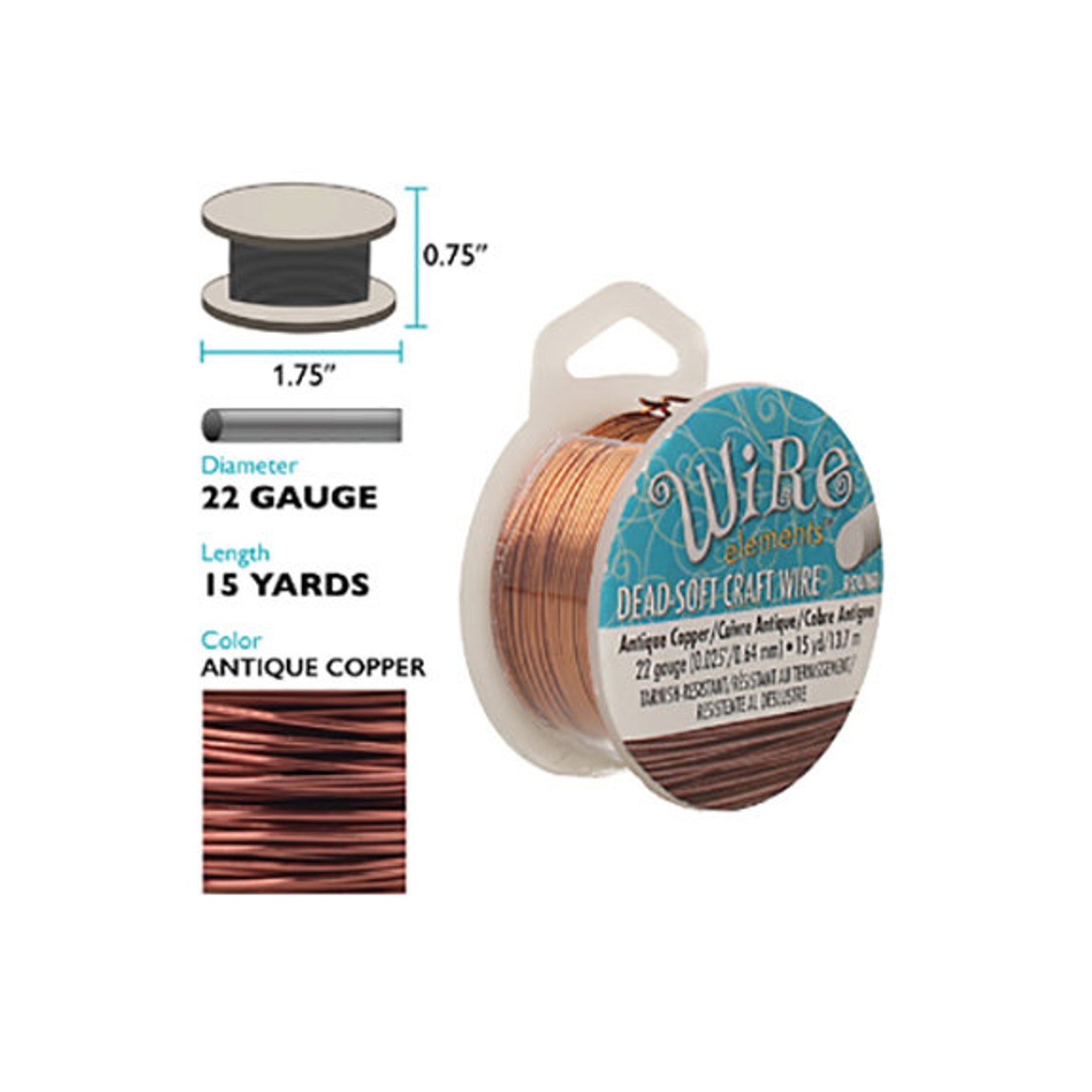 Antique Copper Color Wire Beadsmith 22 Gauge 15yd Spool 41650 - Etsy